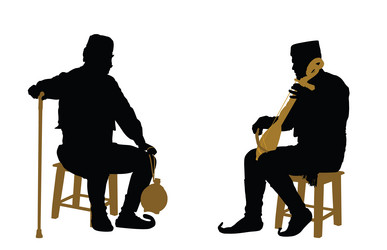 Traditional folklore serbia old men listen gusle Vector Image