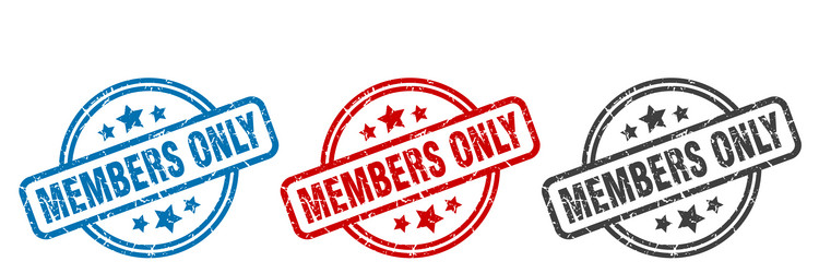 Members only stamp label round Royalty Free Vector Image