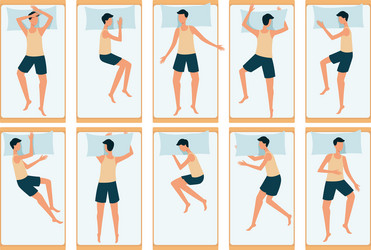 Couple in different sleeping positions in bed Vector Image