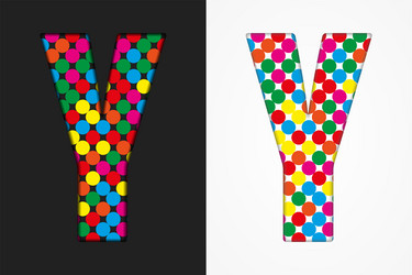 Bubble letter y glitter character of colored dots Vector Image