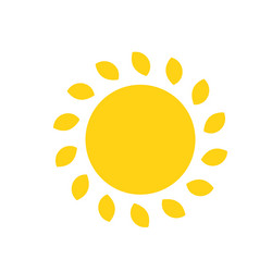 Cartoon yellow sun shining light rays to heat Vector Image