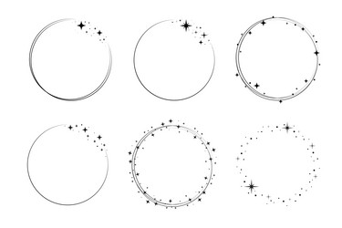 Circle star border frame set sparkle frame Vector Image