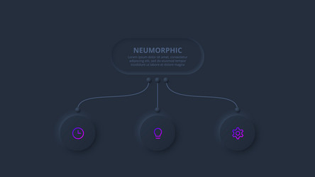 Dark neumorphic infographic design template four Vector Image
