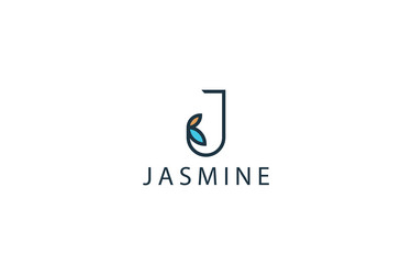 Letter j natural drop line art logo Royalty Free Vector