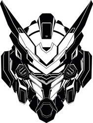 Mecha mask emblem in black over white Royalty Free Vector
