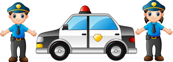 Two police officers by the car Royalty Free Vector Image