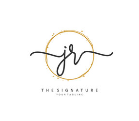 Jr initial letter handwriting and signature logo Vector Image