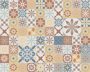 Spanish azulejo style pastel pattern blue brown Vector Image