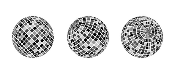 Black and grey disco ball set collection Vector Image