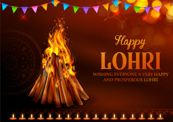 Happy lohri holiday background for punjabi Vector Image