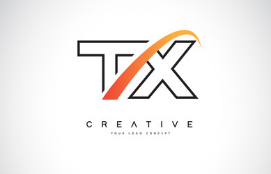 Tx t x swoosh letter logo design with modern Vector Image