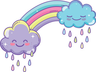 Rainbow with clouds and rain design Royalty Free Vector