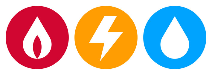 Gas electricity and water icon set Royalty Free Vector Image