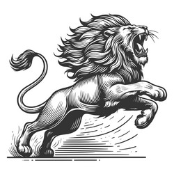 Majestic lion in pouncing position tattoo Vector Image