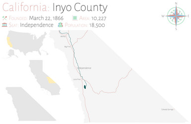 Map of inyo county in california usa Royalty Free Vector