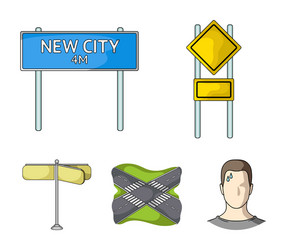 Road signs set icons in cartoon style big Vector Image