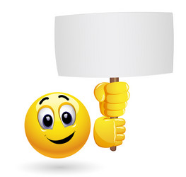 Smiley holding advertise emoticon Royalty Free Vector Image