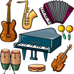 Musical objects cartoon set Royalty Free Vector Image