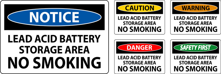 Warning sign lead acid battery storage area Vector Image