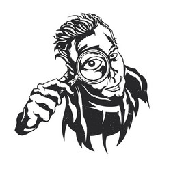 Woman detective secretly spies on boyfriend Vector Image