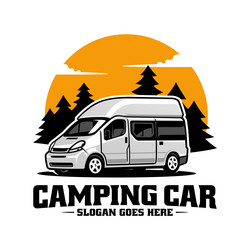Camping and travel car logo Royalty Free Vector Image