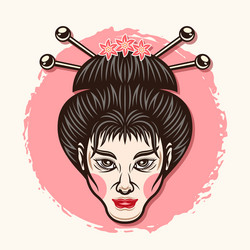 Octopus with girl face japanese slogan Royalty Free Vector