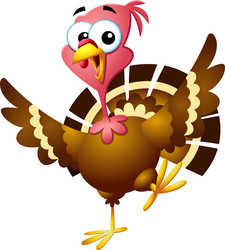 Cute turkey baby cartoon character waving Vector Image