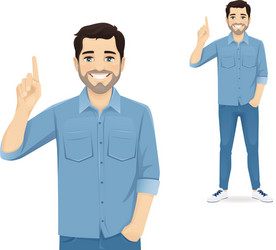 Casual man pointing up Royalty Free Vector Image