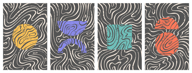 Set of cool optical pattern posters collection Vector Image