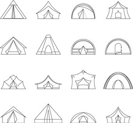 Tent forms icons set simple style Royalty Free Vector Image