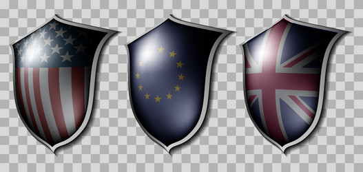 Set of shields with flags Royalty Free Vector Image