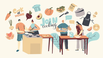 Family characters cooking together making bakery Vector Image