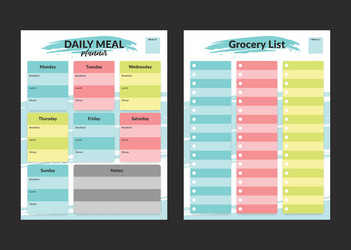 Simple meal menu planner with row and column grid Vector Image