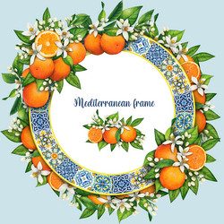 Watercolor hand drawn mediterranean frame Vector Image