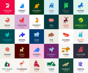 Animals logos collection Royalty Free Vector Image