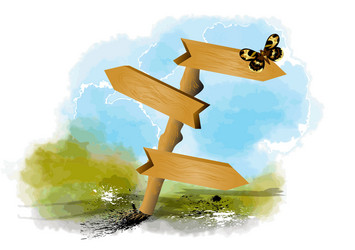 Wooden sign board Royalty Free Vector Image - VectorStock