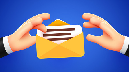 Cartoon hand holding or receiving mail messaging Vector Image