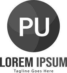 Initial pu logo template with modern frame Vector Image