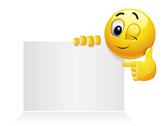Smiley holding advertise emoticon Royalty Free Vector Image