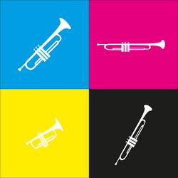 Musical instrument trumpet sign white Royalty Free Vector