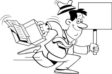 Cartoon man holding a sign Royalty Free Vector Image