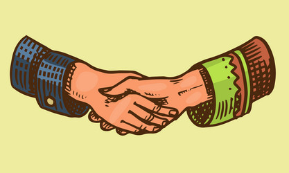 Handshake peoples symbol friendship Royalty Free Vector
