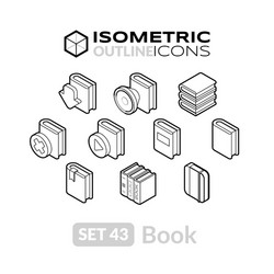 Isometric outline icons set 6 Royalty Free Vector Image