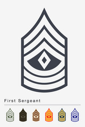 First sergeant 1sg soldier military rank insignia Vector Image