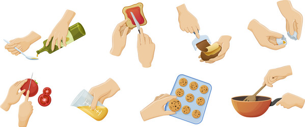 Human hands preparing food cooking utensils Vector Image