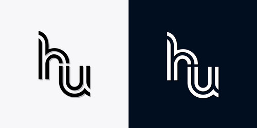 Initial letters hu monogram logo design bundle Vector Image