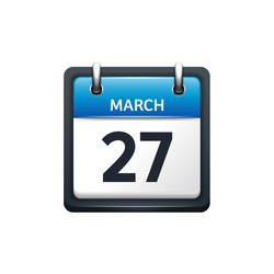 March 27 flat daily calendar icon date Royalty Free Vector