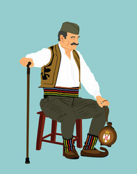 Traditional folklore serbia old men listen gusle Vector Image