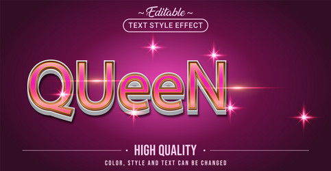 Editable text style effect - queen text style Vector Image