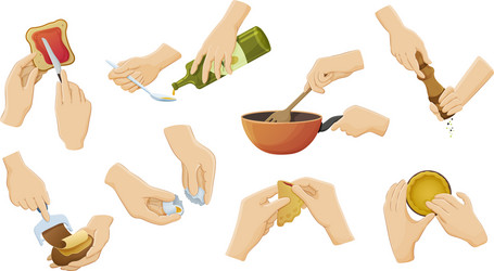 Human hands preparing food cooking utensils Vector Image